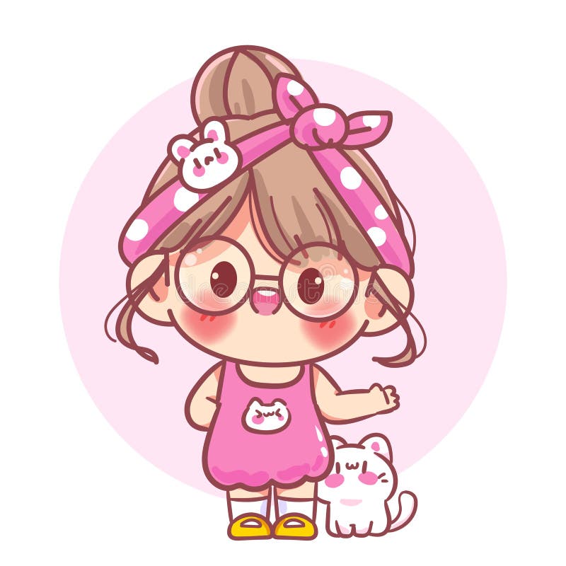 Cute Girl Gesturing As If Presenting Something Cartoon Character Stock ...