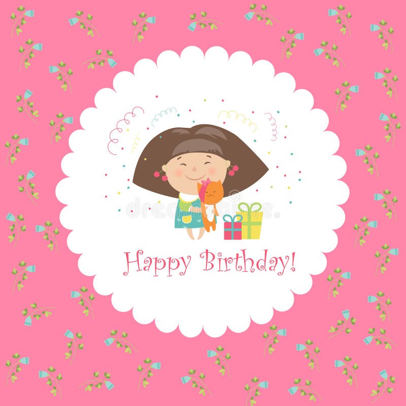 Cute girl gives present stock vector. Illustration of enjoy - 54747837