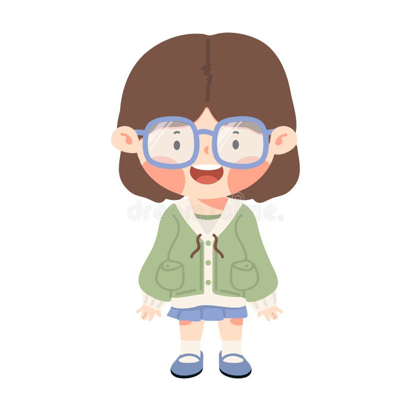 Cute Girl With Glasses Cartoon Stock Illustration Illustration Of