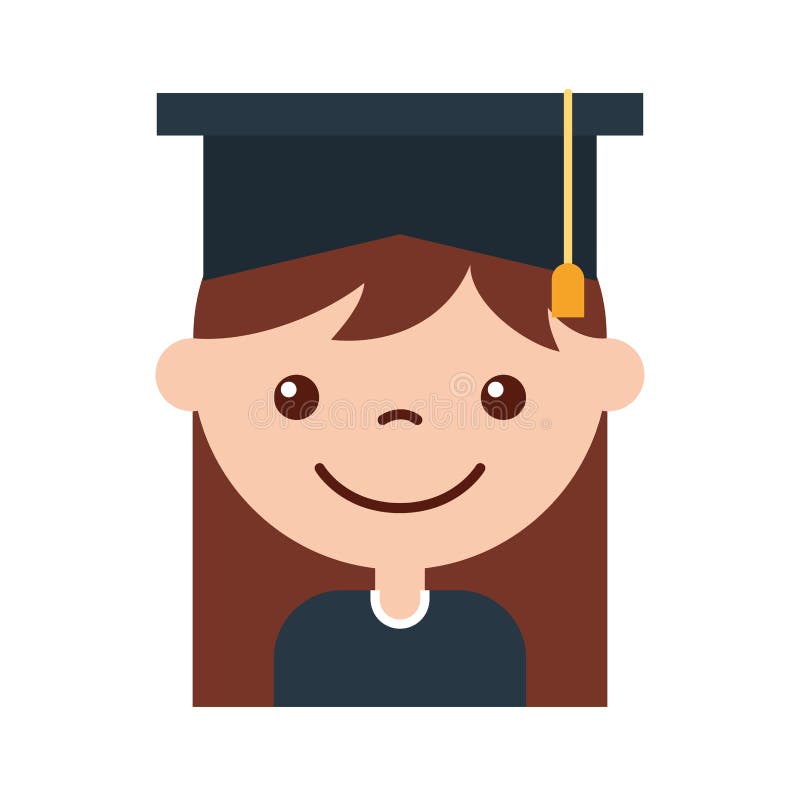 Cute girl graduated icon stock vector. Illustration of education - 95694947