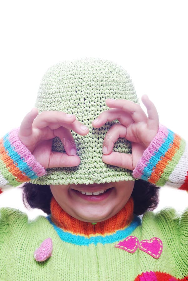 Cute Girl with Hat Mask on Head Stock Photo - Image of glow, carnival ...