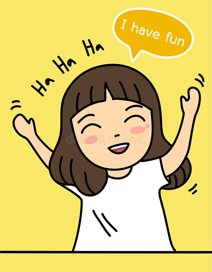 Cute Girl Have Fun ` Character Vector Illustration Stock Vector ...