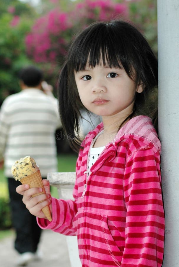 Cute girl with ice scream stock photo. Image of scream - 42010142