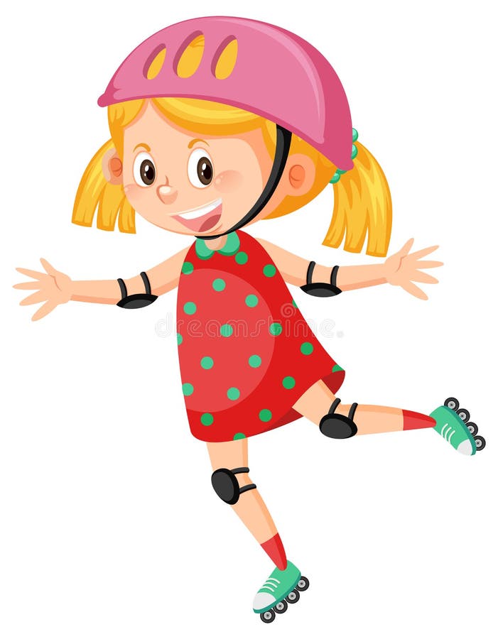 Cute girl on inline skates stock vector. Illustration of drawing ...