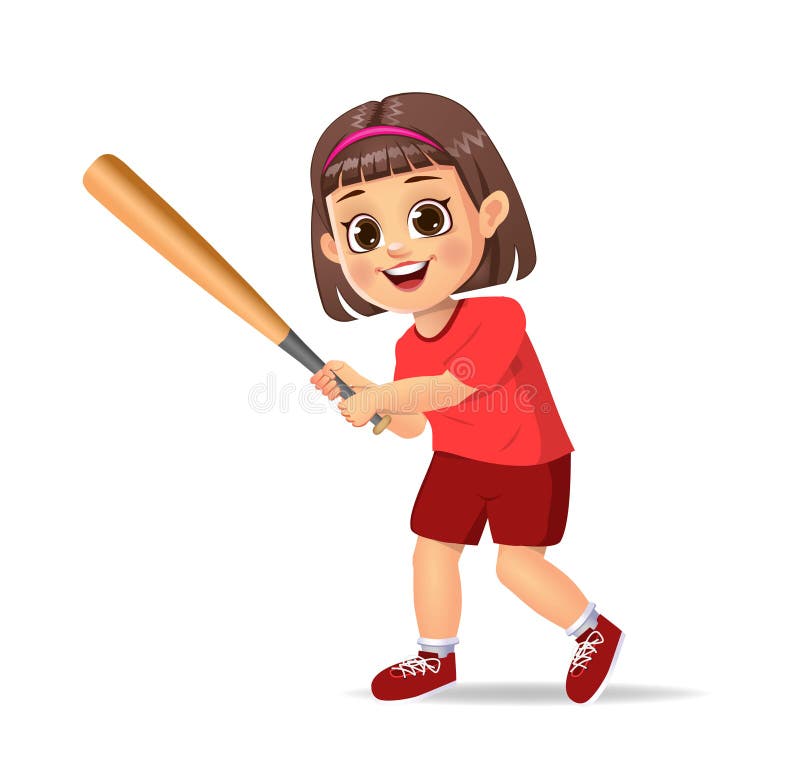 Girl Holding Baseball Bat Stock Illustrations – 76 Girl Holding ...