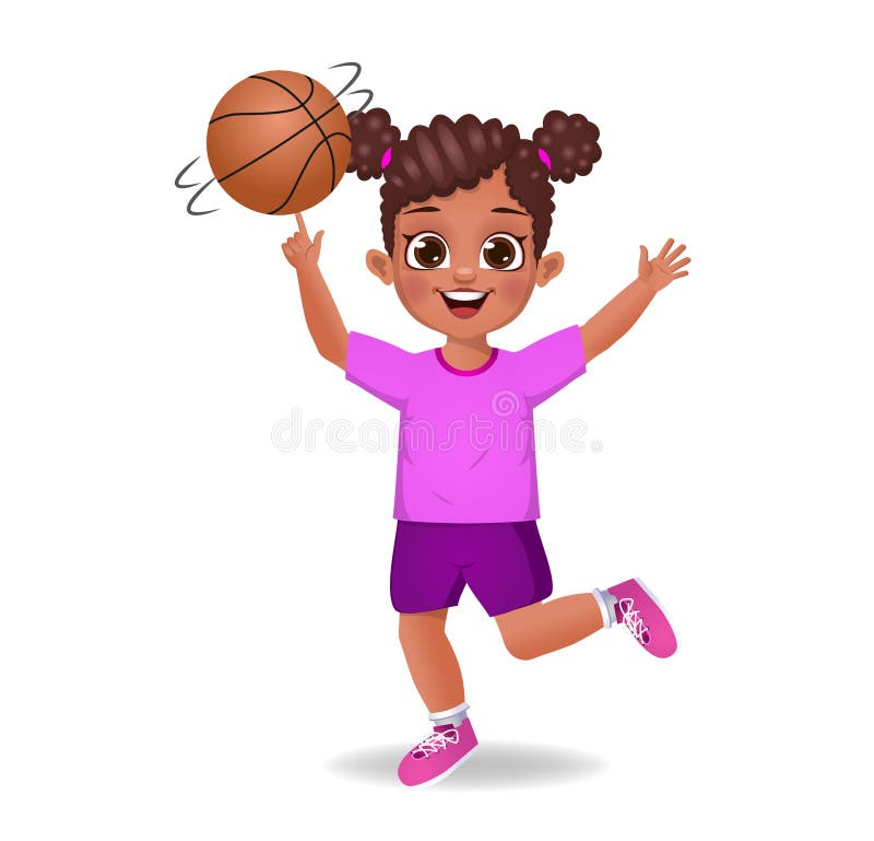 Cute Girl Kid Spinning Ball on Finger Tip Stock Vector - Illustration ...