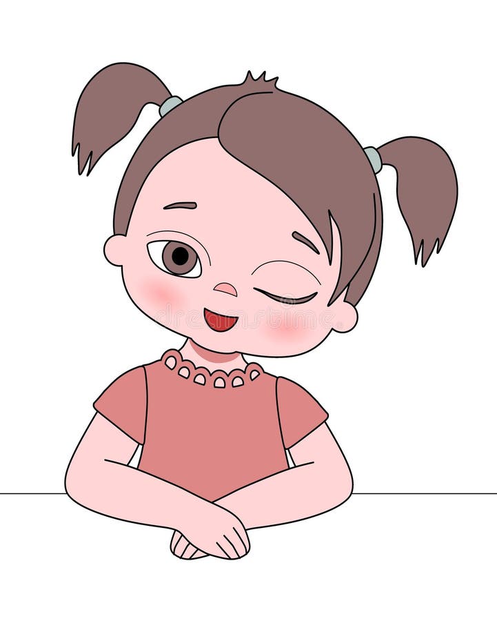 Cute Girl and Wink , Cute Little Girl and Wink Stock Illustration ...