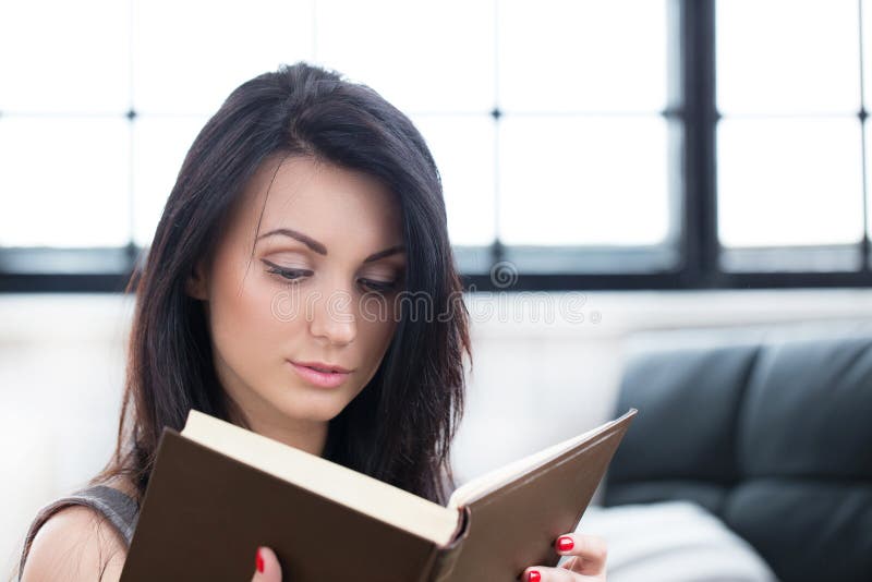 Cute girl stock photo. Image of indoor, home, dictionary - 56975764