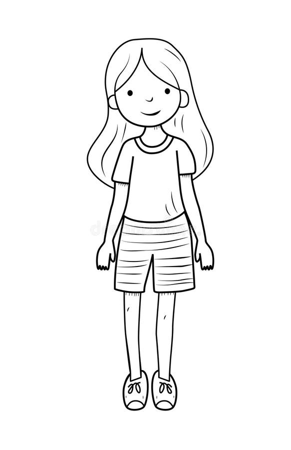 Cute Girl Line Art Isolated. Vector Illustration EPS10 Stock ...