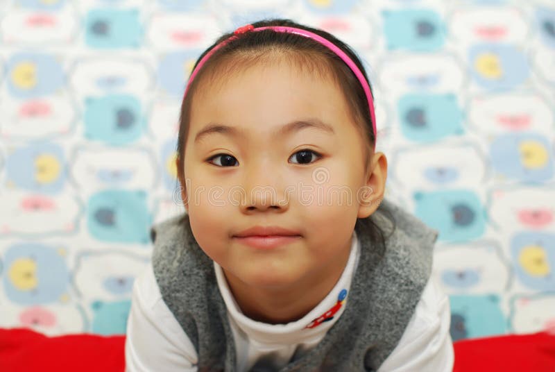 Cute Girl Look Up with a Smile. Stock Photo - Image of lovely, cute ...