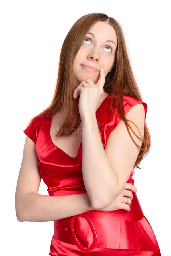 Cute Girl Looking at Copy Space or Your Text Stock Photo - Image of ...