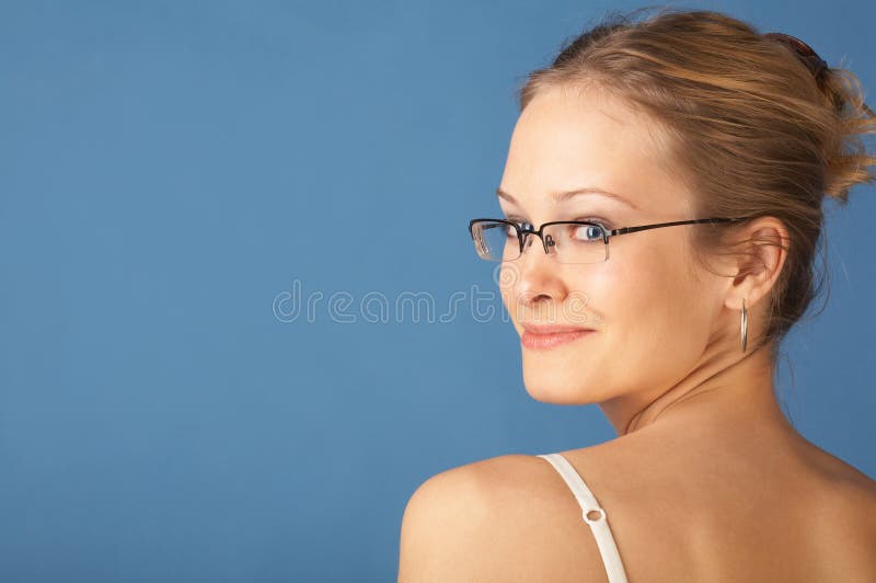 Cute Girl Looking Over Her Shoulder Stock Image - Image of happy ...