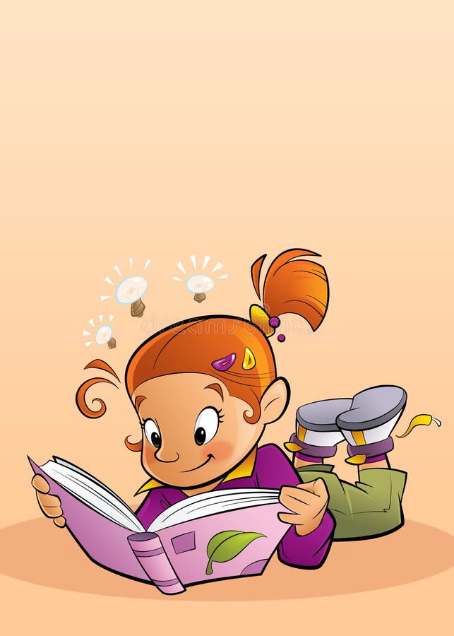 Cute Cartoon Girl Reading Book Stock Illustrations – 9,681 Cute Cartoon ...