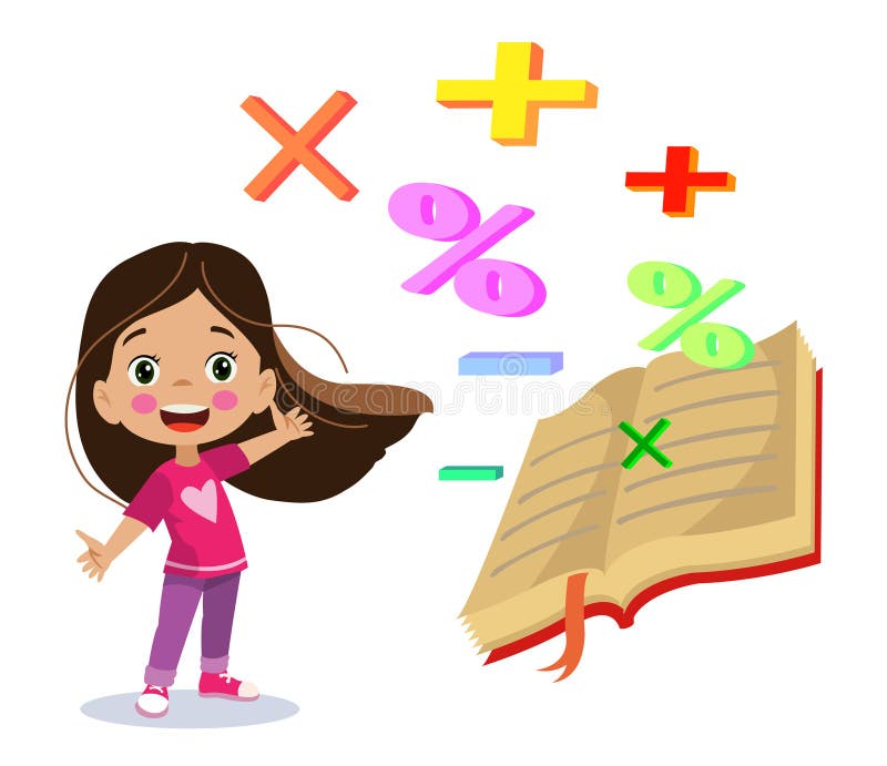 Cute girl and math symbols stock vector. Illustration of hand - 294419623