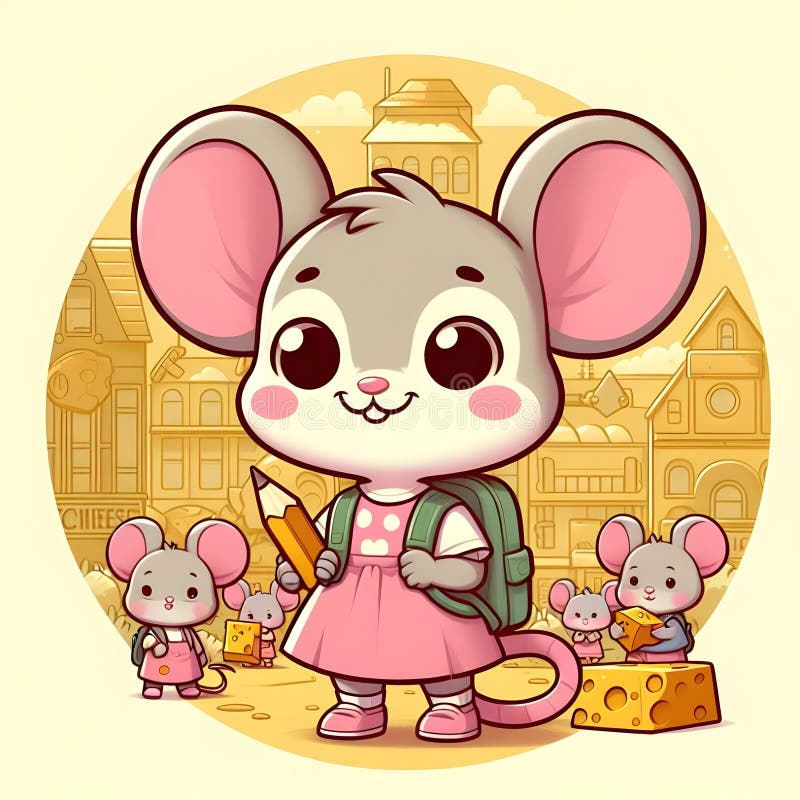 Cute Girl Mouse Eating Cake Stock Illustration - Illustration of funny ...