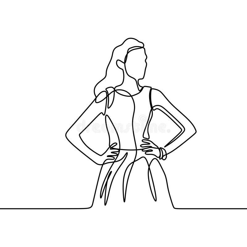 Cute Girl One Continuous Line Art Drawing Stock Vector - Illustration ...