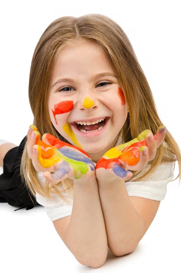Cute girl with paint stock image. Image of caucasian - 26272237