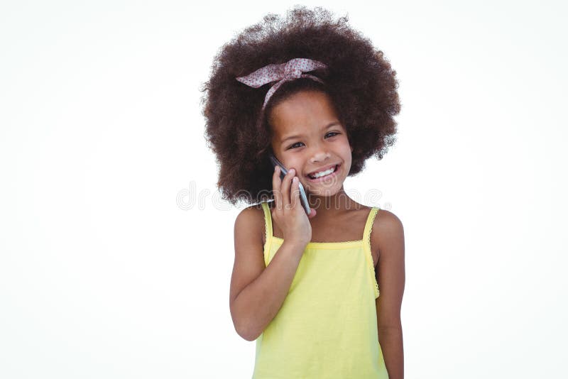 Cute girl on a phone call stock photo. Image of call - 64714754