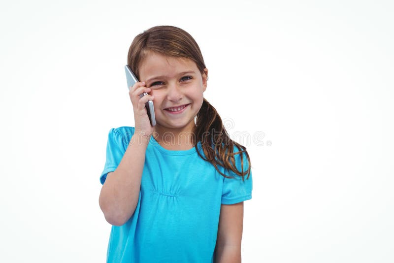 Cute girl on a phone call stock photo. Image of casual - 64962540
