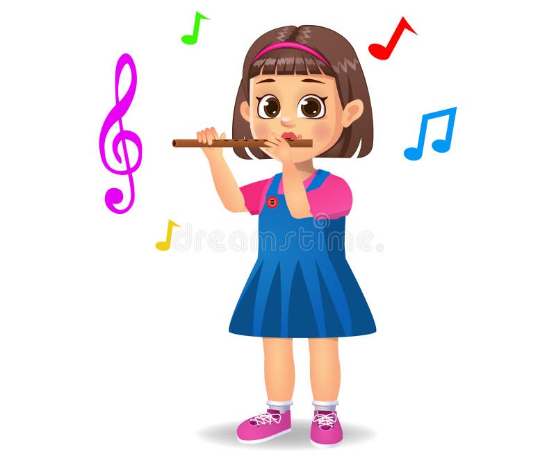 Cartoon Girl Playing Flute Stock Illustrations – 391 Cartoon Girl ...