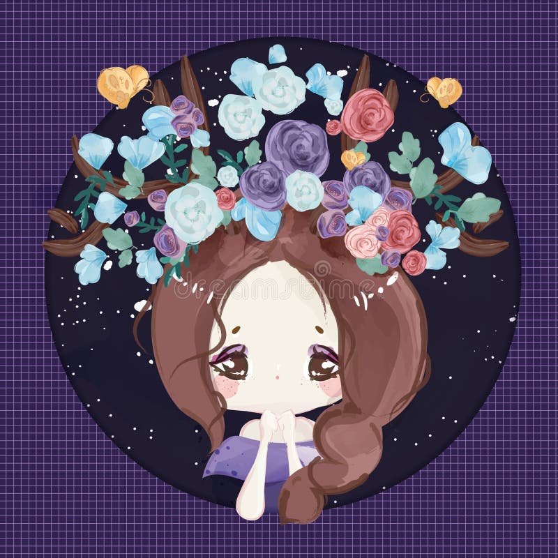 Cute girl Premium vector stock illustration. Illustration of lovely ...