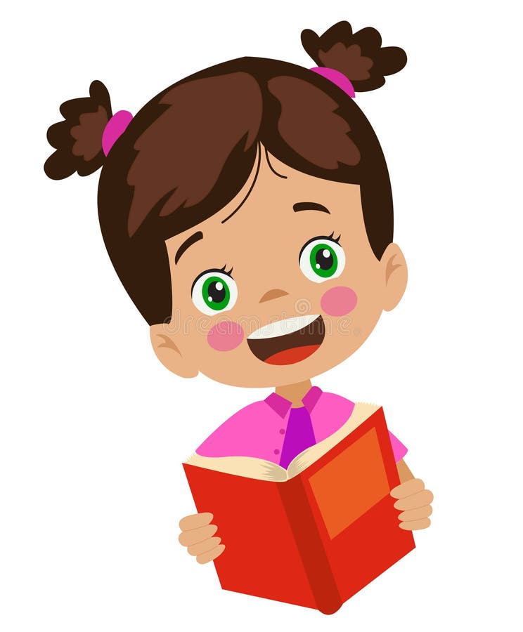 Cute girl reading a book stock illustration. Illustration of lady ...