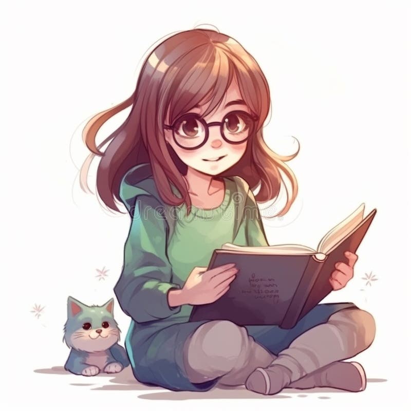 A Girl Reading a Book. AI Generated Stock Illustration - Illustration ...
