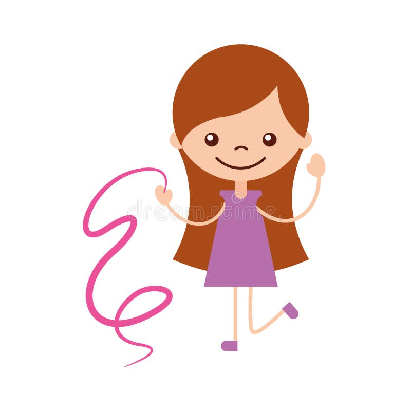 Cute Girl with Ribbon Character Icon Stock Vector - Illustration of ...