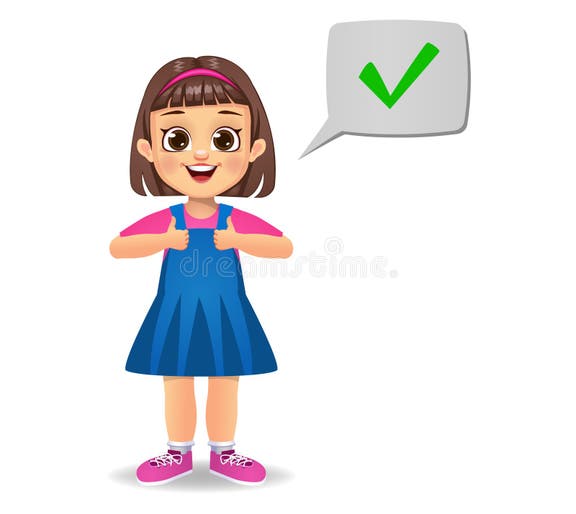Cute girl saying correct stock illustration. Illustration of cancel ...
