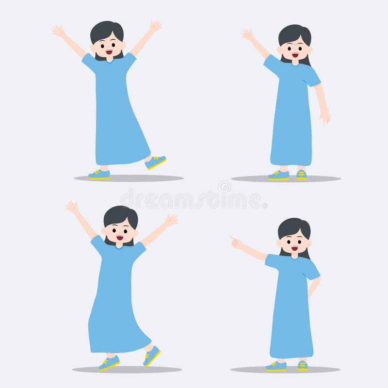 Cute Girl Saying Hello and Pointing.suitable for Promotion Stock Vector ...
