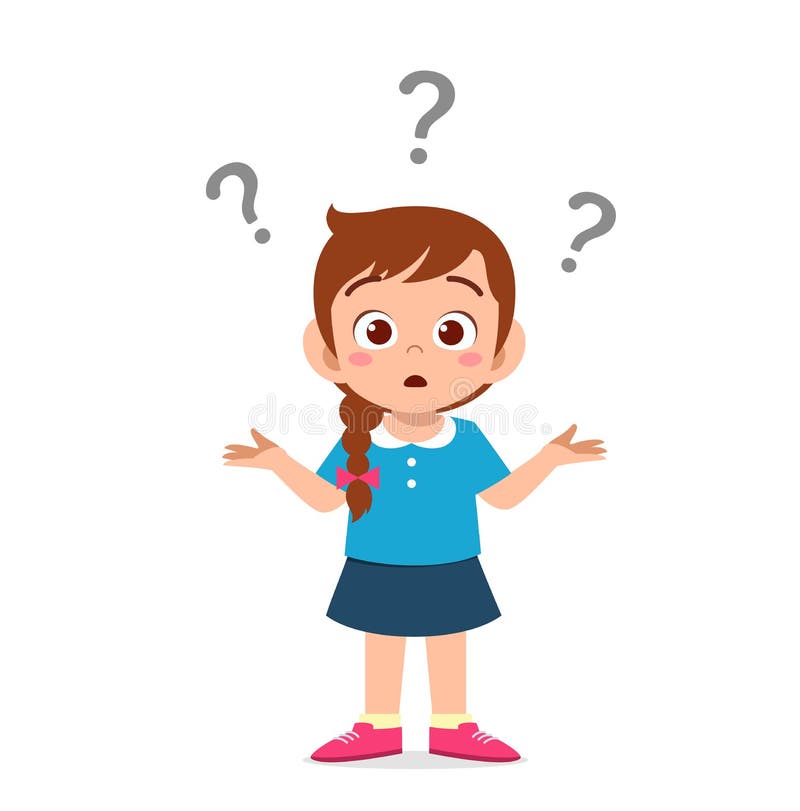 Cute Girl Show Confused Expression with Question Mark Stock Vector ...