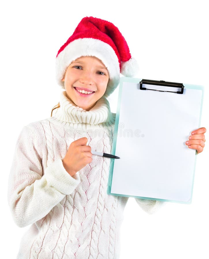 Cute Girl Showing a Blank Paper Stock Image - Image of sheet, isolated ...
