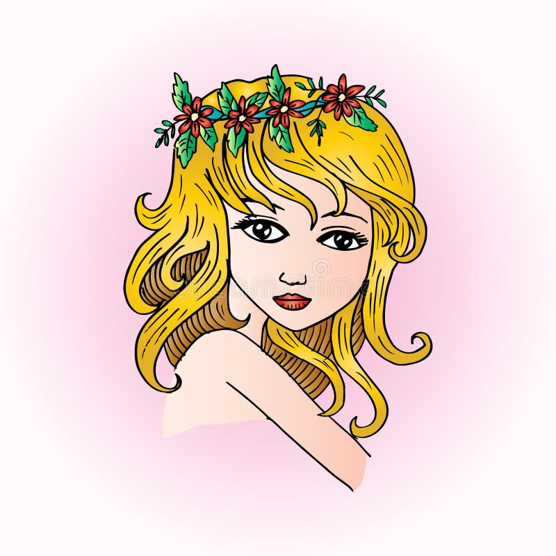 Cute girl. Sketchy style. stock illustration. Illustration of pretty ...