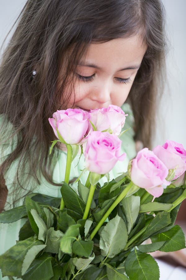 Cute Girl Smelling Roses Home Stock Photos - Free & Royalty-Free Stock ...