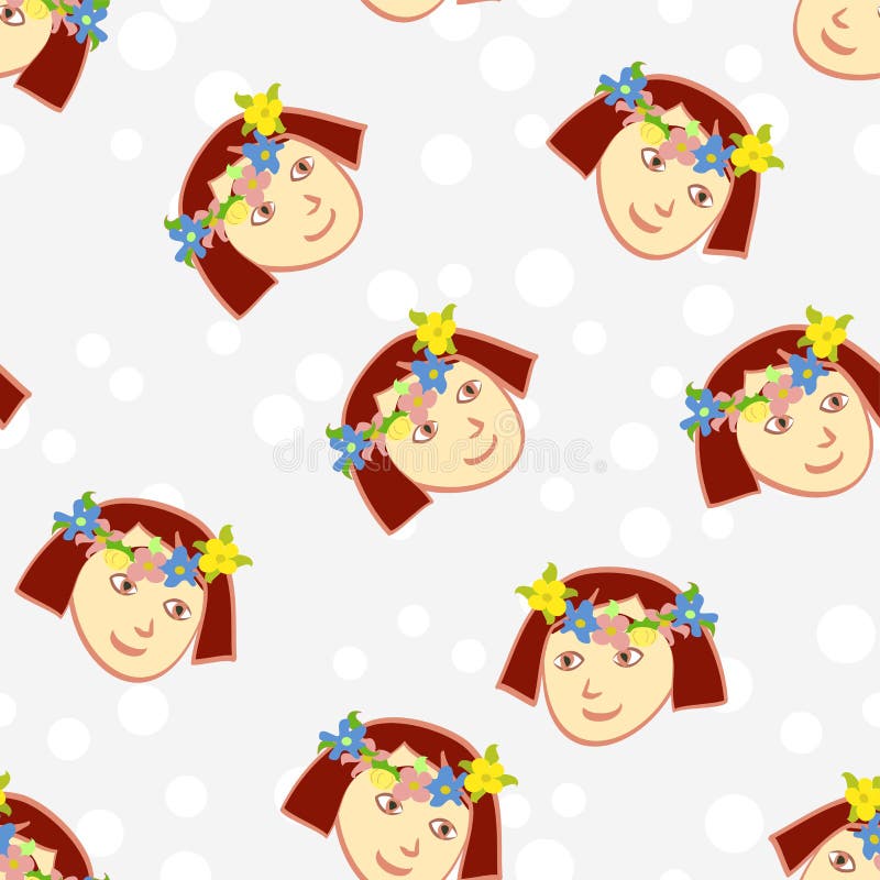 Cute Girl Smiley Faces Repeat Pattern Stock Vector - Illustration of ...