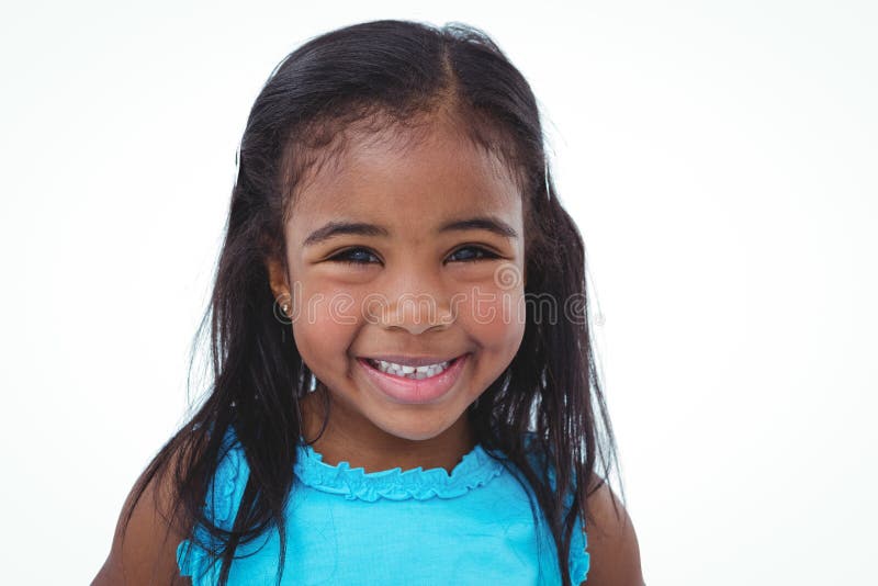 Cute Girl Smiling at the Camera Stock Image - Image of blue, happy ...