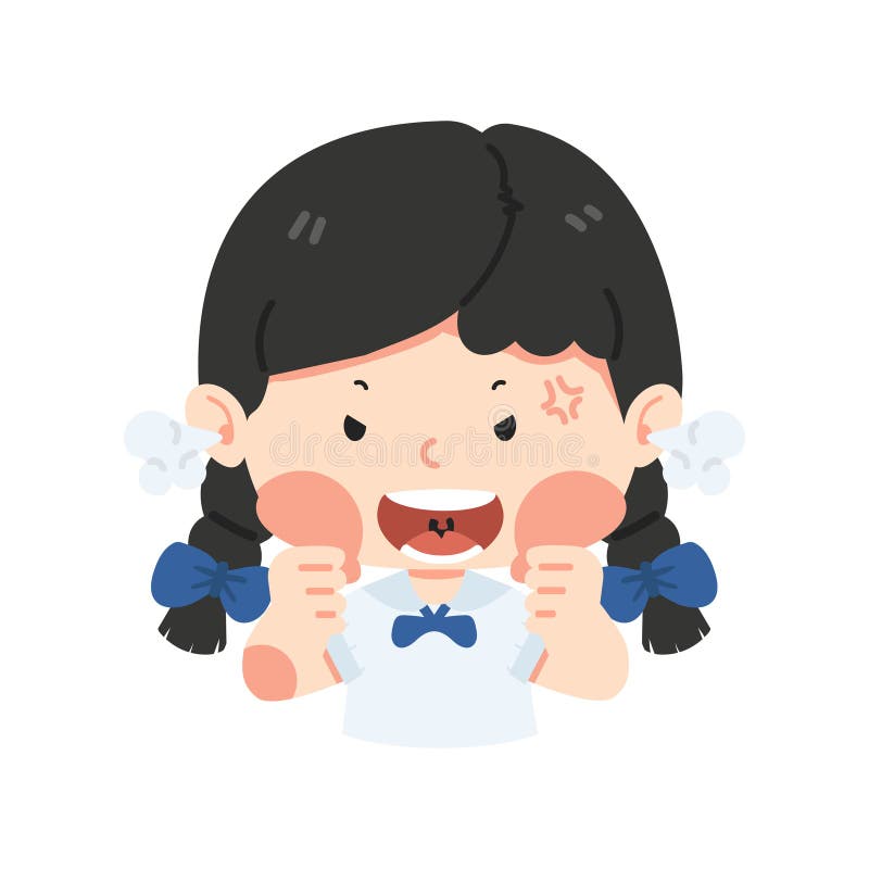 Cute Girl Student Angry Pose Expression Stock Vector - Illustration of ...