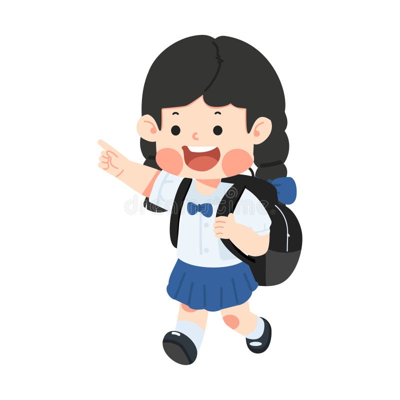Cute Girl Student Pointing Finger Stock Vector - Illustration of advice ...