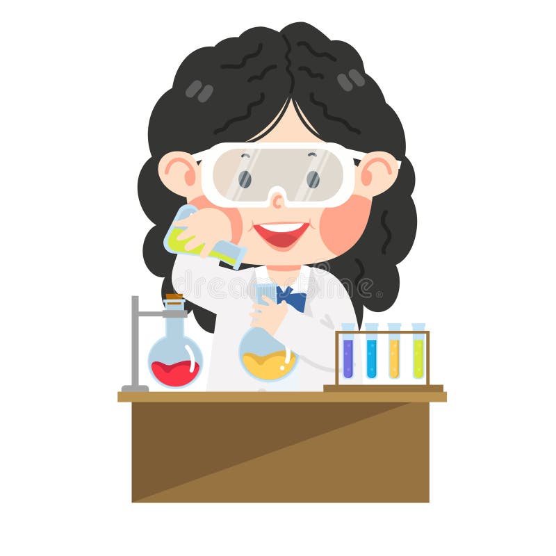 Cute Girl Student Scientist Do Research in the Lab Stock Vector ...