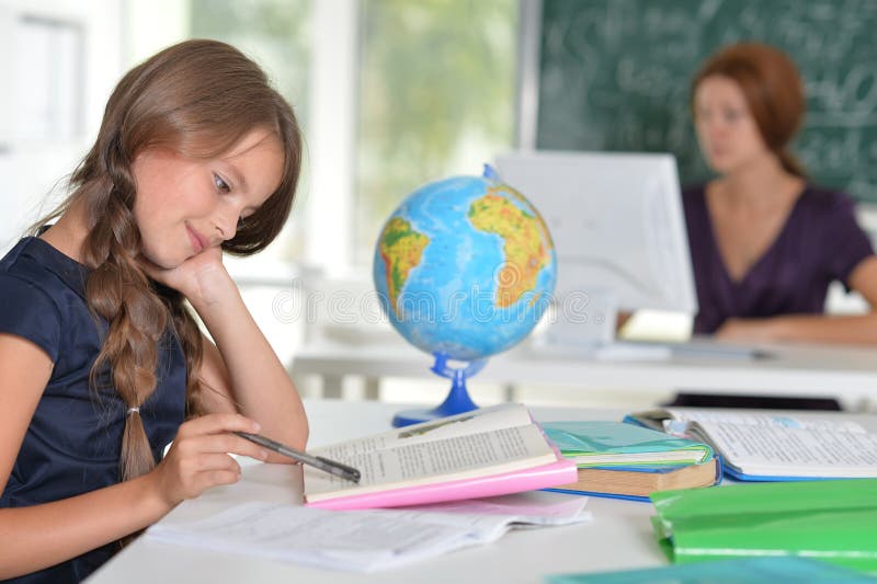 Cute Girl Studying in the Class Room Stock Image - Image of study ...
