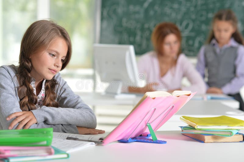 Cute Girl Studying in the Class Room Stock Image - Image of cute, study ...