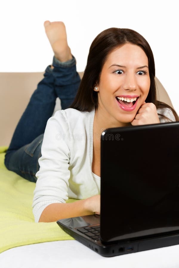 Cute Girl, Surfing the Internet Stock Image - Image of browsing ...