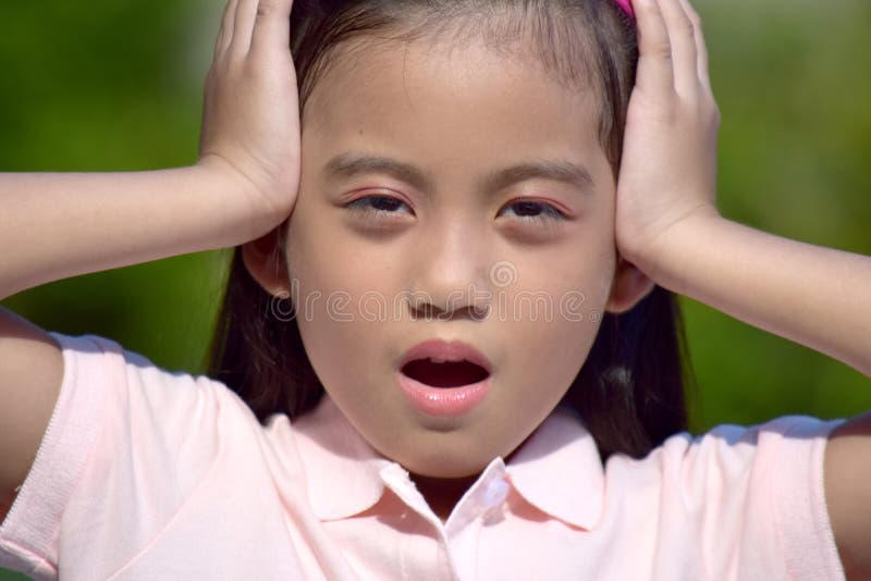 Cute Girl Under Stress stock image. Image of stressed - 141580215
