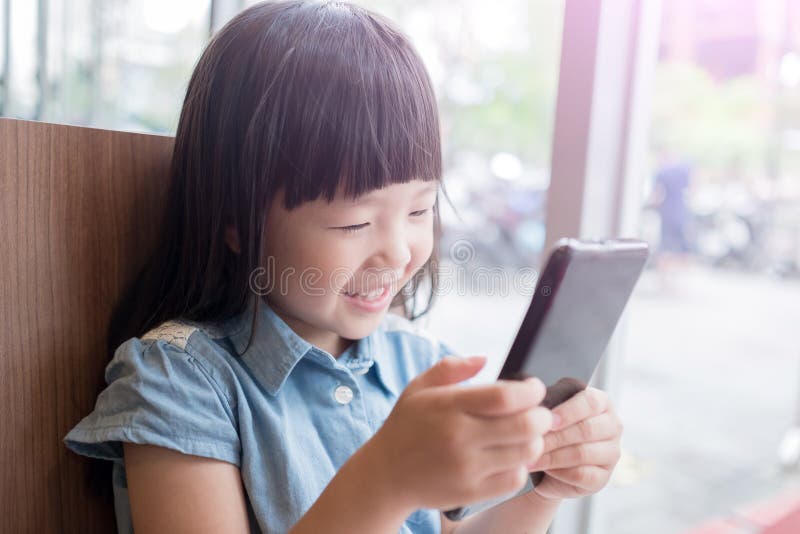 Cute girl use phone stock image. Image of smart, mobile - 94644013