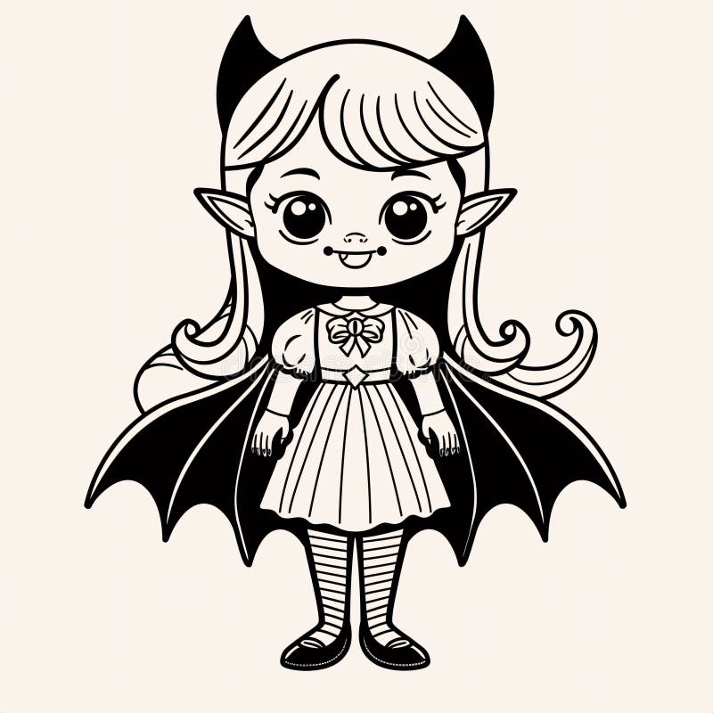 Cute Girl Vampire - a Cartoon of a Girl in a Garment Stock Illustration ...