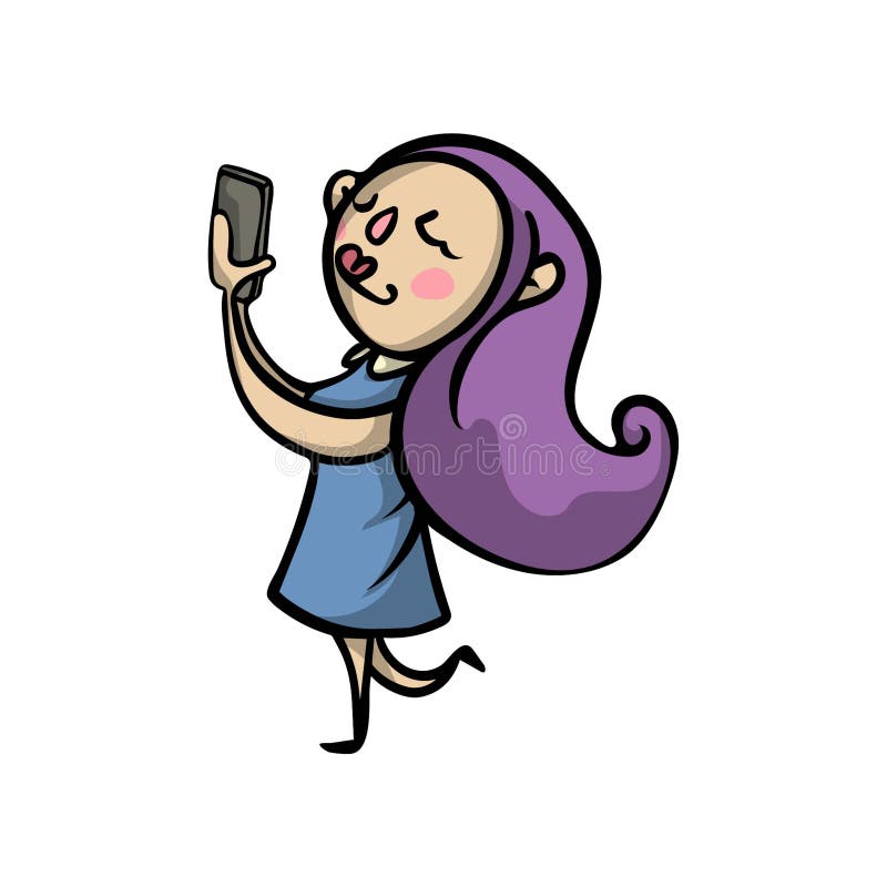 Cartoon Cute Girl Take Selfie Stock Illustrations 423 Cartoon Cute