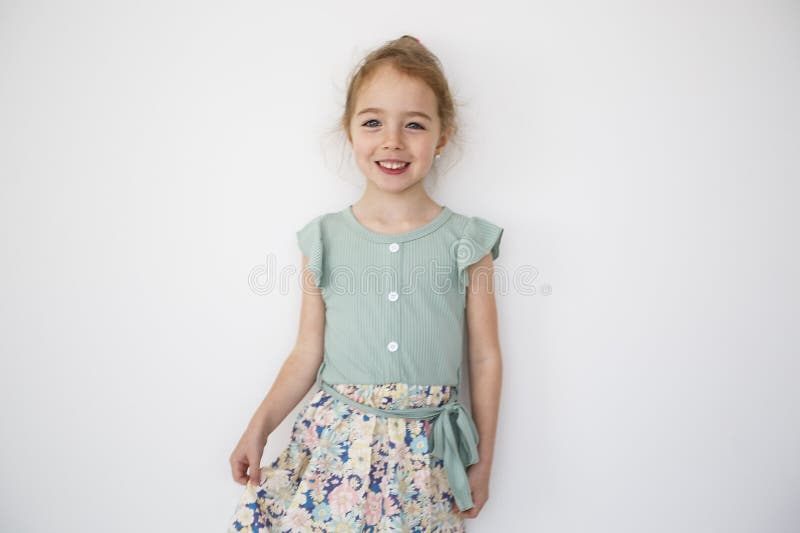 Cute Girl 4 Year Old Posing in Studio Stock Photo - Image of person ...