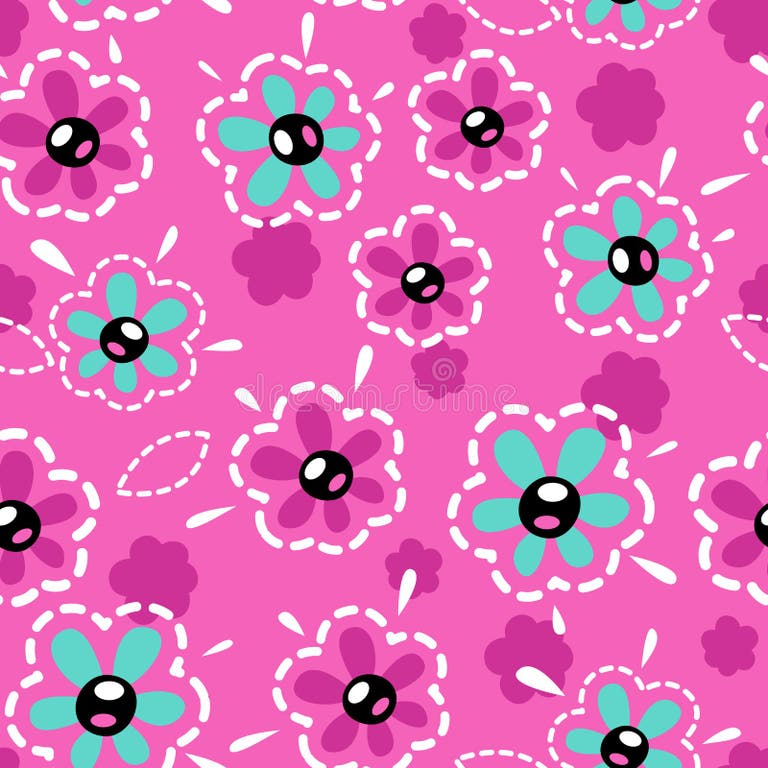 Cute Girlish Seamless Pattern Stock Illustration - Illustration of nice ...