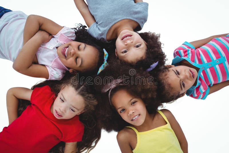 Cute Girls Laying on a Circle Stock Photo - Image of circle, white ...