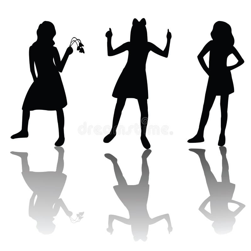 Cute girls silhouettes stock illustration. Illustration of children ...